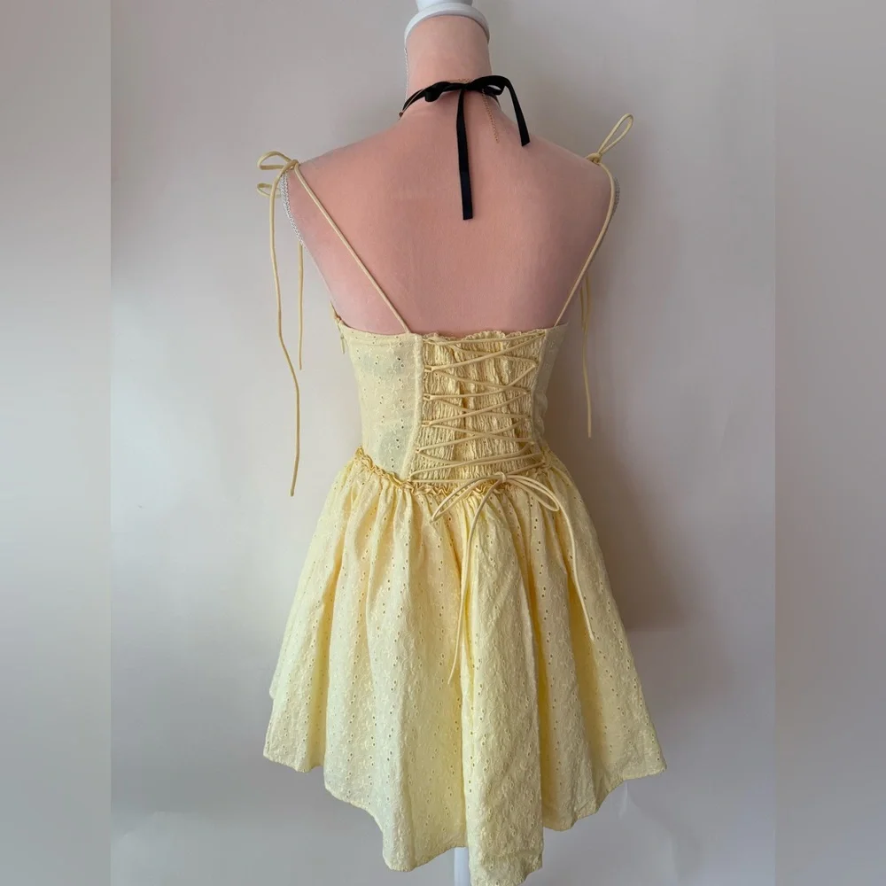 babyboo | Dresses | Chic Yellow Mini Dress With Bow Straps | Poshmark